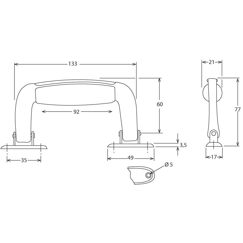 Carry Handle New Foot Nickel - Venture Products