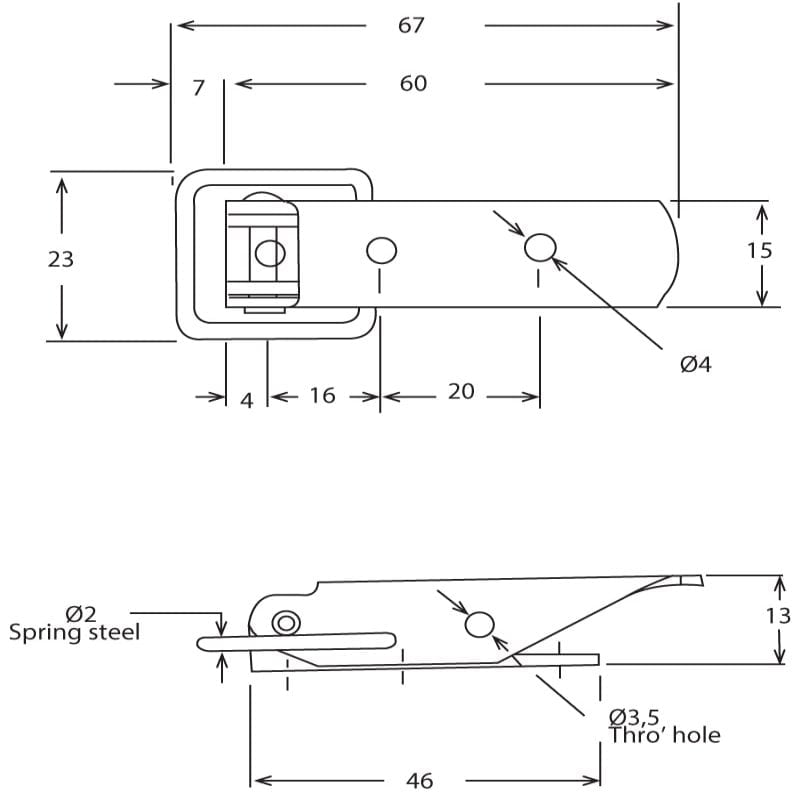 Toggle Latch With Straight Short Link Zinc White