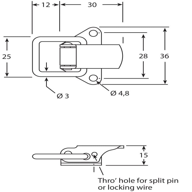 Toggle Latch 3mm Link Zinc White